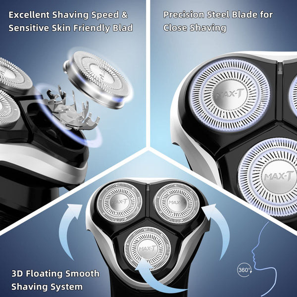 Electric Shaver Razor for Men, MAXT Quick Rechargeable Wet Dry Rotary ...